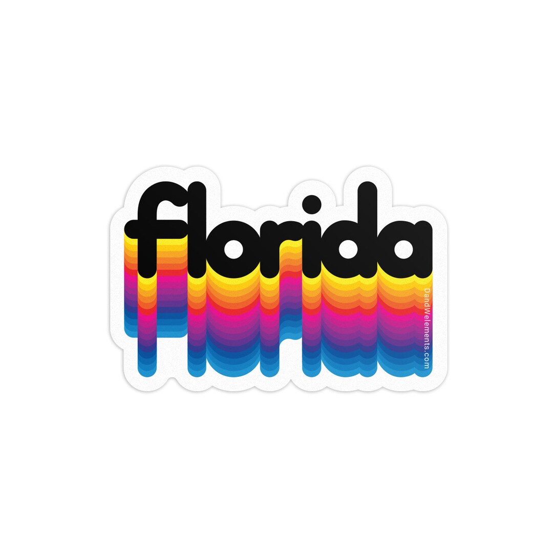 Rainbow Florida 3in Sticker: Laptop, Water Bottle, Bumper Sticker ...