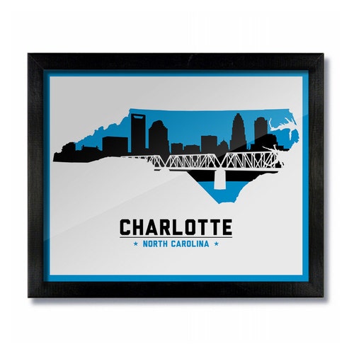 Charlotte North Carolina Skyline Poster Art Print NC Item - Etsy