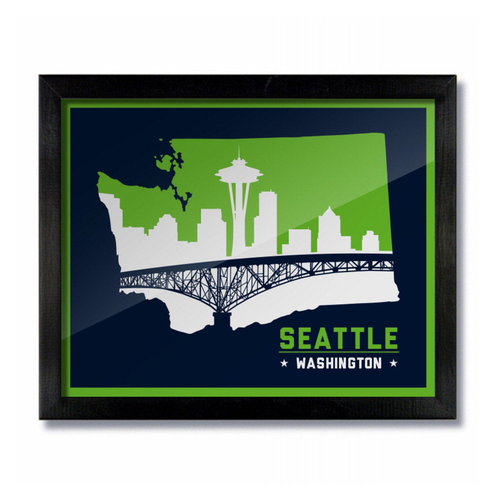 Seattle Washington Skyline Poster Print: Wall Art Choose a | Etsy