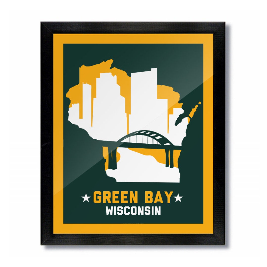 Green Bay, Wisconsin Skyline Poster Print: Wall Art Choose a Size ...
