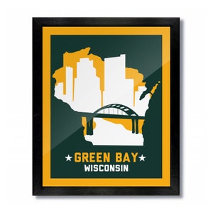 Green Bay, Wisconsin Skyline Poster Print: Wall Art Choose a Size ...