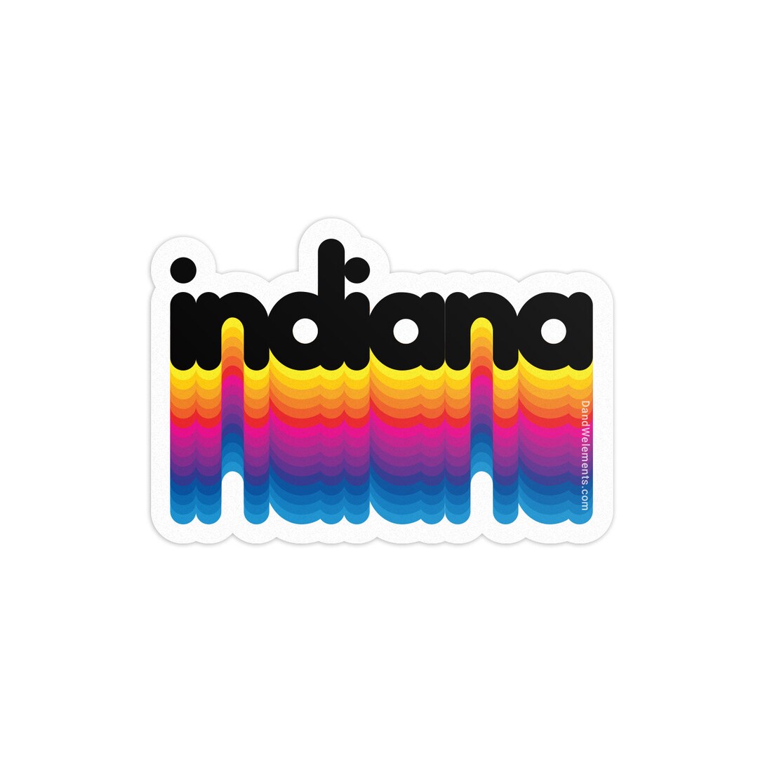 Rainbow Indiana 3in Sticker: Laptop, Water Bottle, Bumper Sticker ...