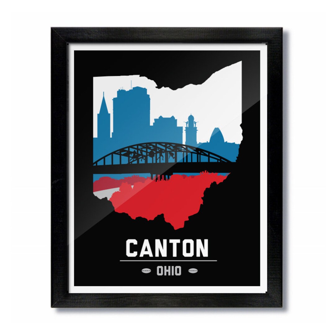 Canton, Ohio Skyline Poster Print: Wall Art Choose a Size - Blue/red - Etsy
