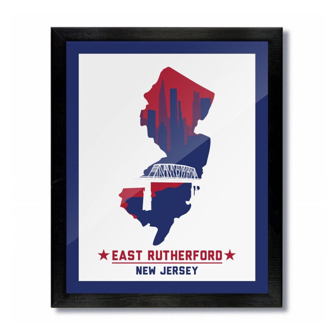 East Rutherford, New Jersey Skyline Poster Print: Wall Art Choose a ...