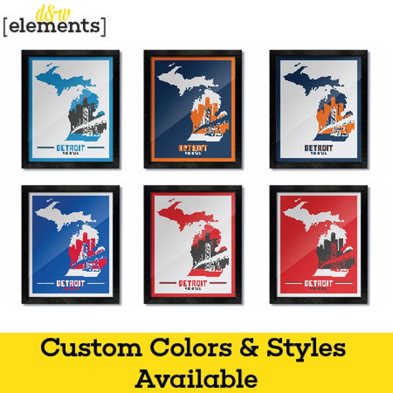 Detroit Michigan Poster Print: Wall Art Choose a Size - Etsy