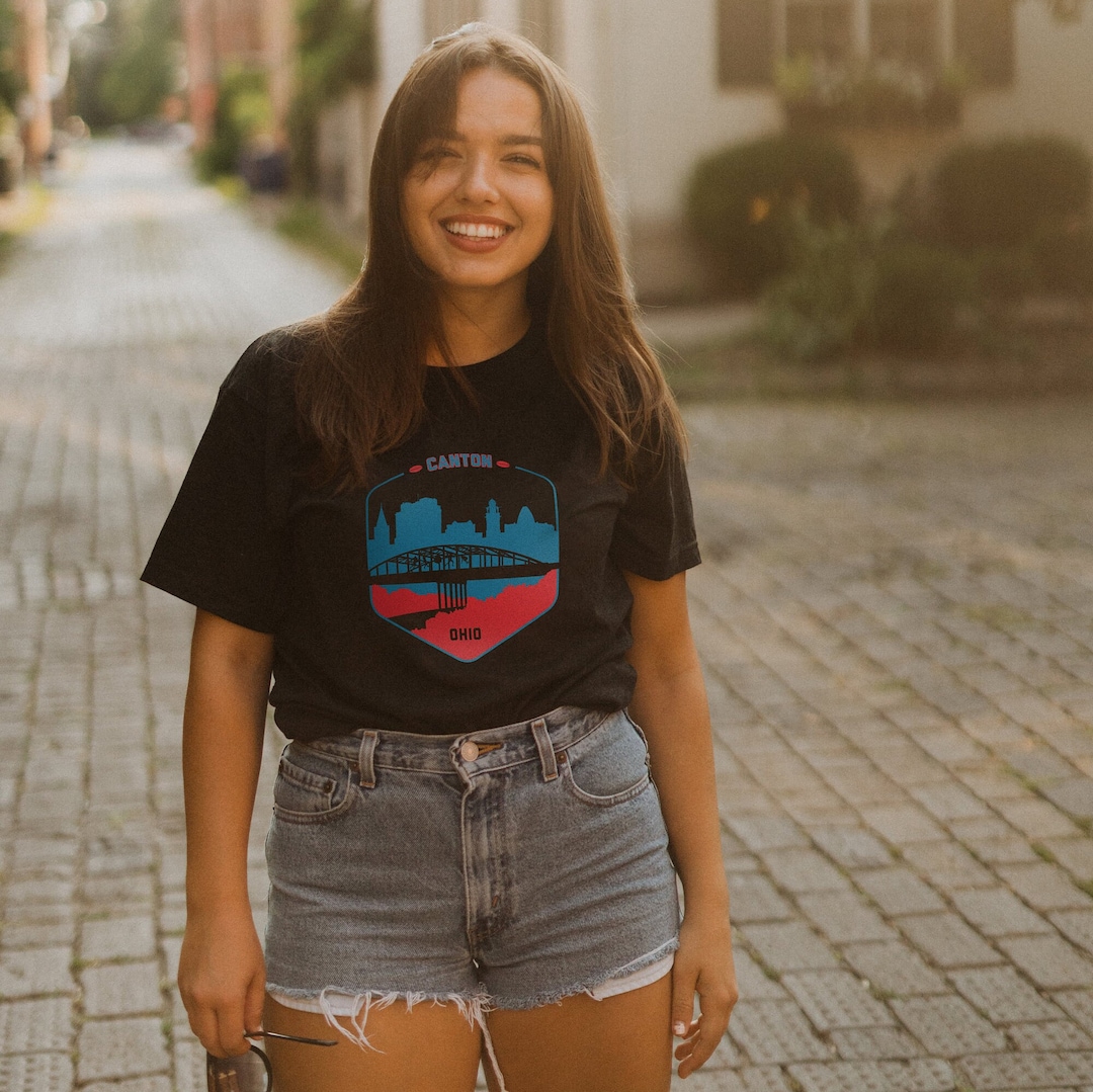 Canton Ohio Skyline Shield Charcoal Tri-blend T-shirt - Etsy