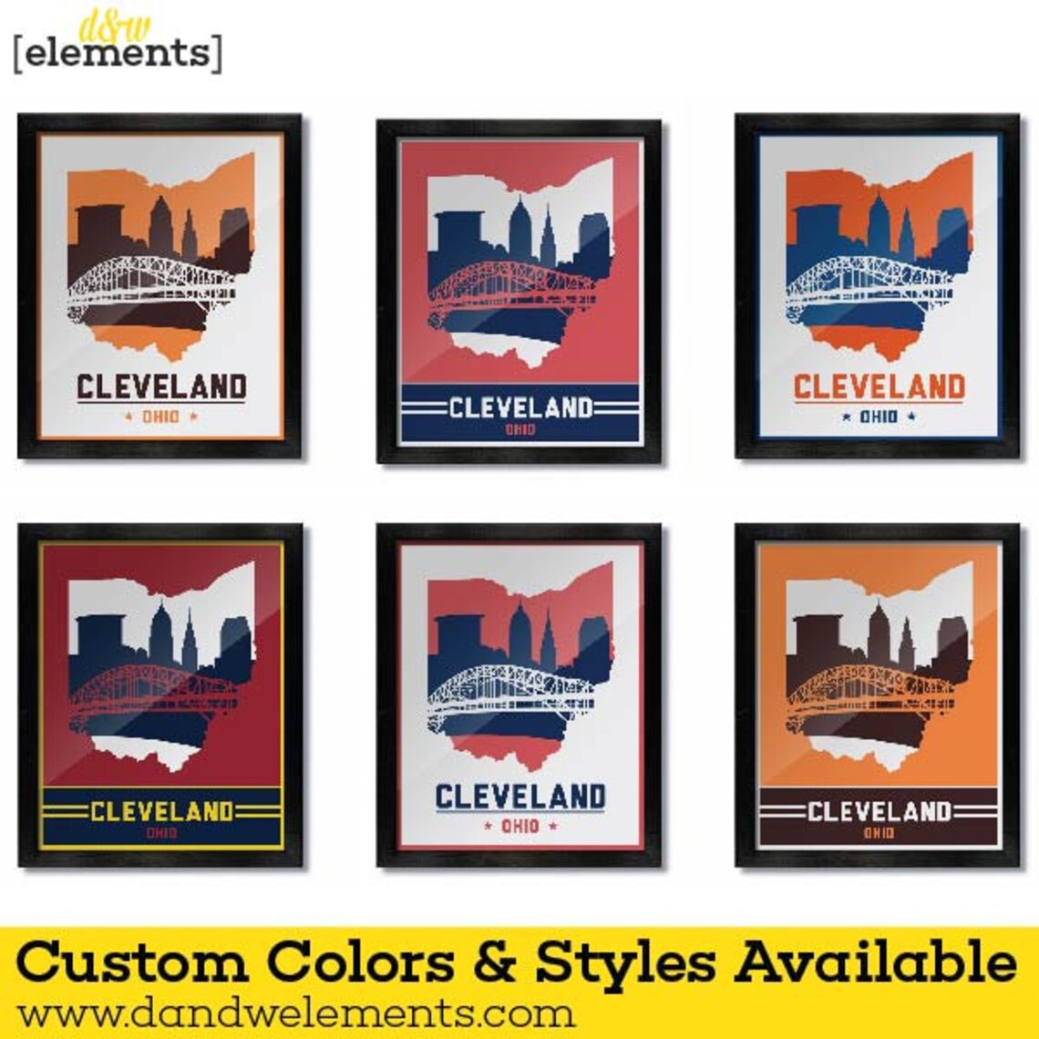 Cleveland, Ohio Skyline Poster Print: Wall Art Choose a Size - White - Etsy