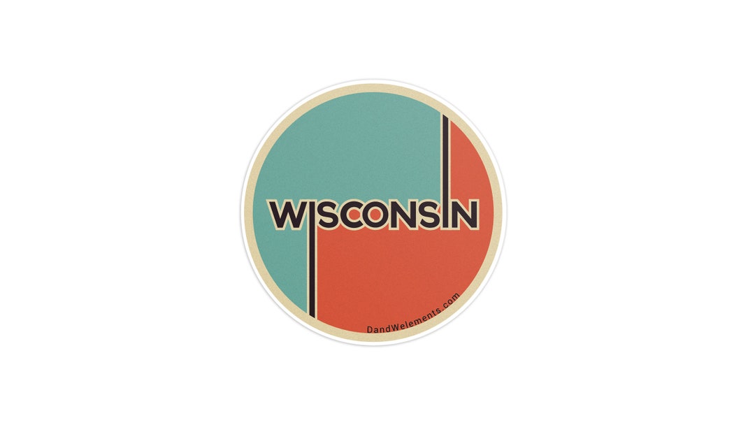 Retro Wisconsin 3in Circle Sticker: Laptop, Water Bottle, Bumper ...