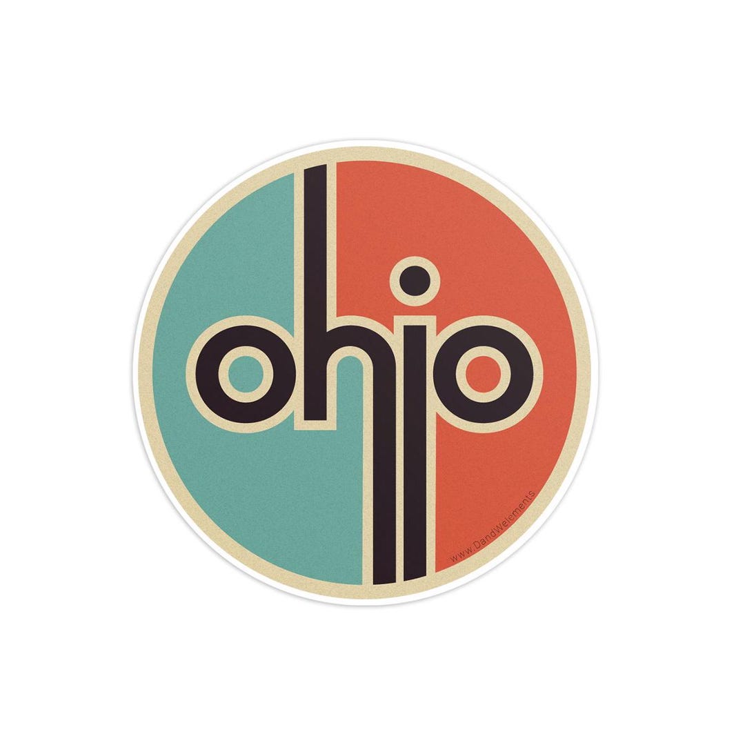 Retro Ohio 3in Circle Sticker, Laptop, Water Bottle, Bumper Sticker ...