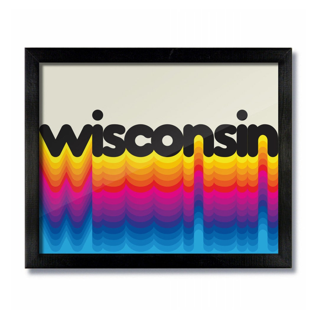 Wisconsin Rainbow Retro Vintage Poster Art Print - Etsy