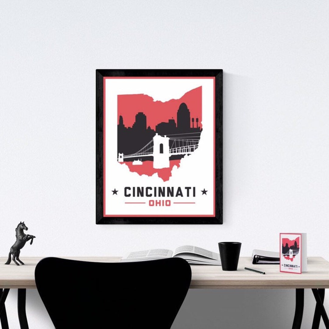 Cincinnati, Ohio Skyline Poster Print: Wall Art Choose a Size -white ...