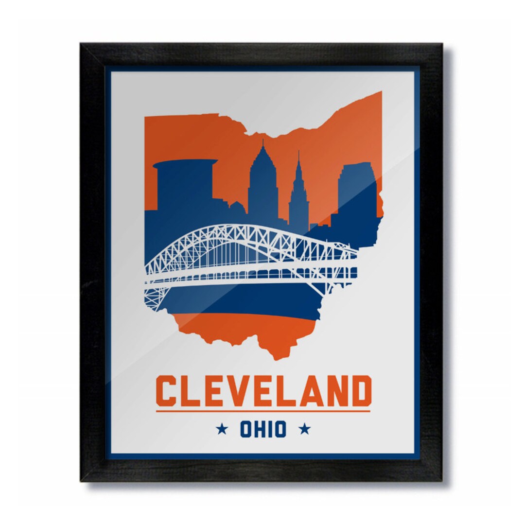 Cleveland, Ohio Skyline Poster Print: Wall Art Choose a Size - White ...