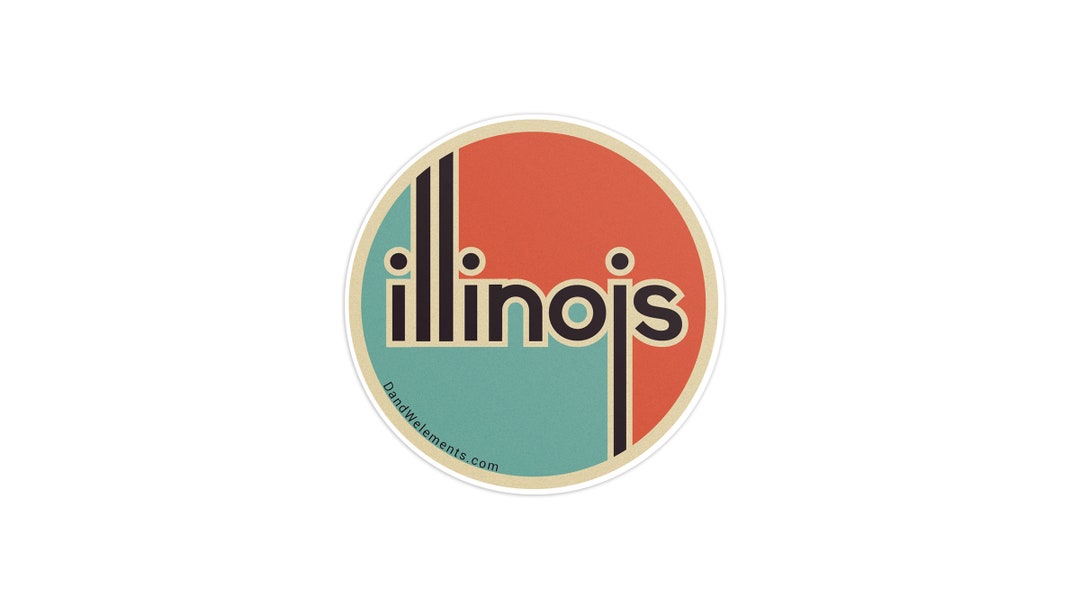 Retro Illinois 3in Circle Sticker: Laptop, Water Bottle, Bumper Sticker ...