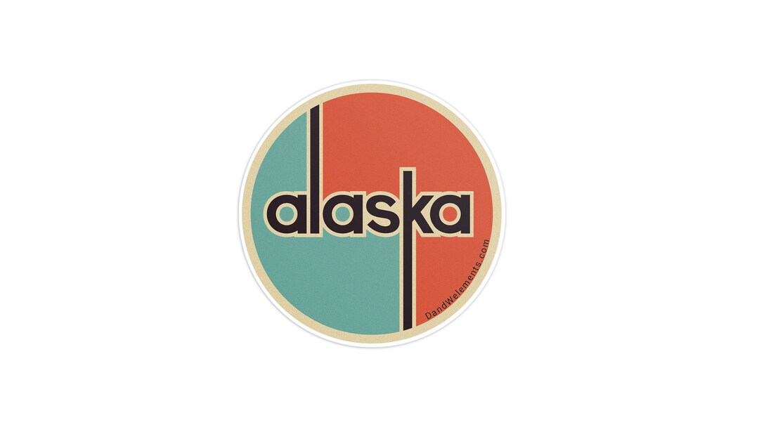 Retro Alaska 3in Circle Sticker: Laptop, Water Bottle, Bumper Sticker ...