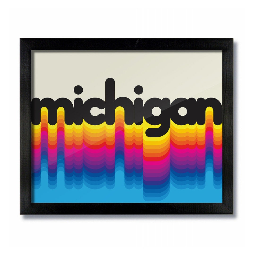 Michigan Rainbow Retro Vintage Poster Art Print - Etsy