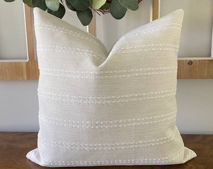 Designer Stripe Pattern Pillow Cream Background With Oatmeal Stripe ...