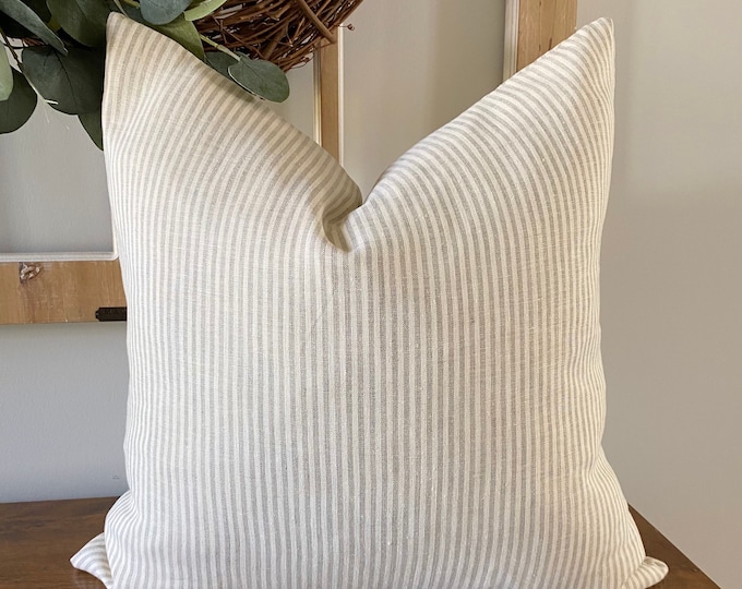 Designer Stripe Pattern Pillow Cream Background With Oatmeal Stripe ...