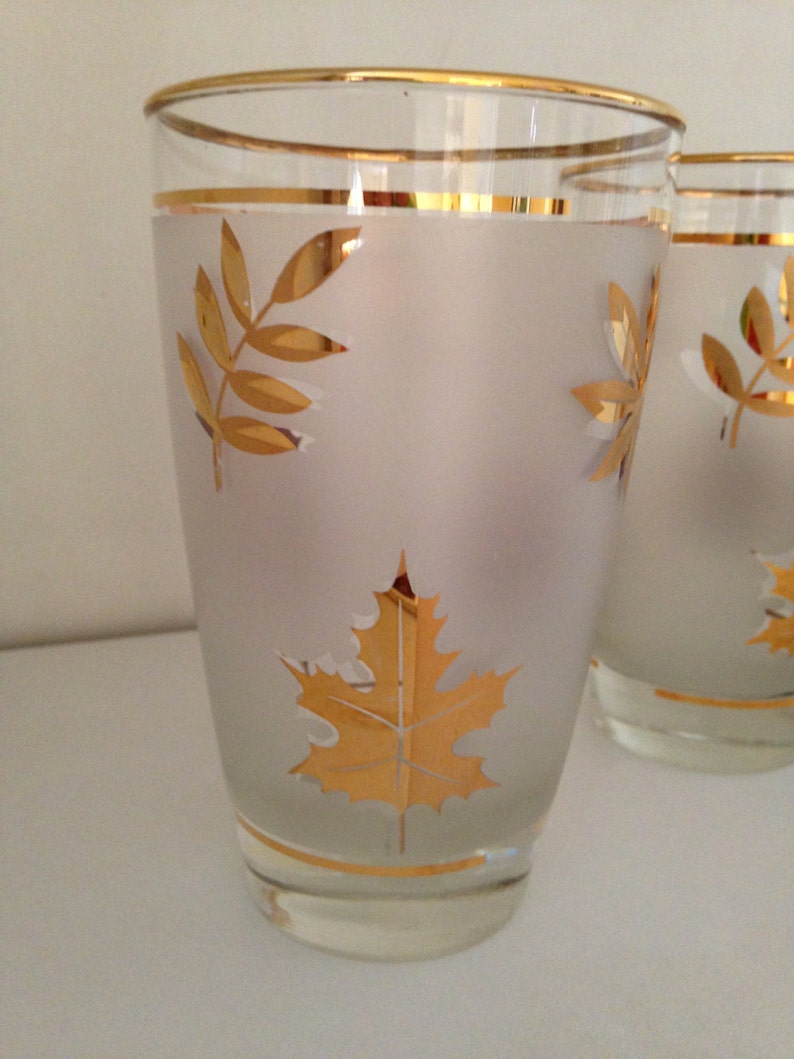 Frosted Gold Leaf Cocktail Glasses - Etsy