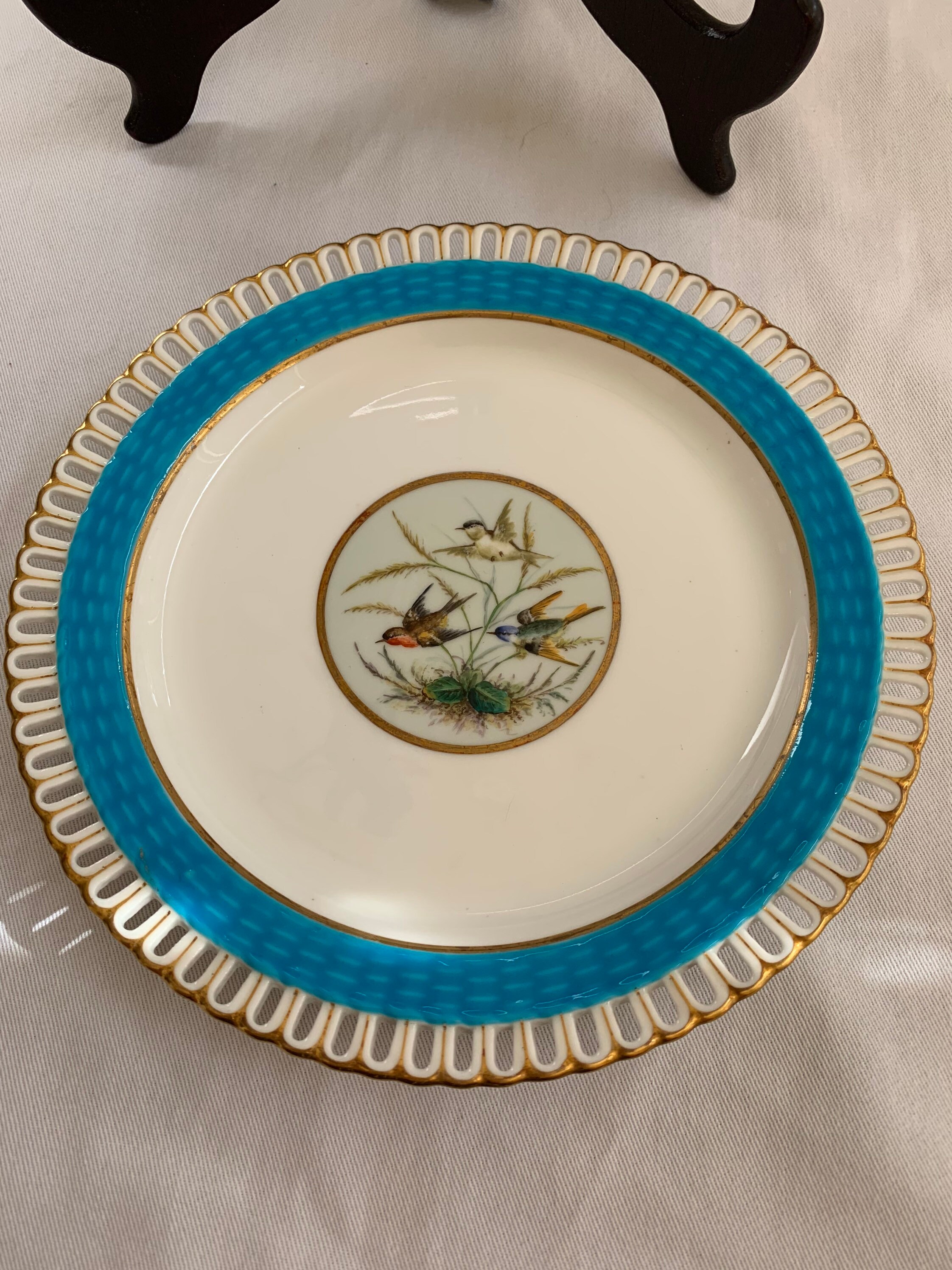 Antique John Mortlock Minton Reticulated 8 Birds Lunch Plate With ...