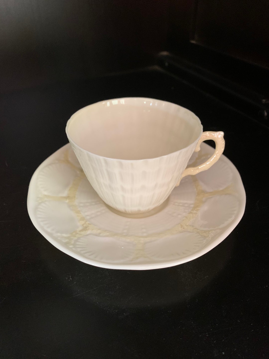 Belleek Seashell Coral Fine China Ivory Luster Tea Cup and Saucer - Etsy