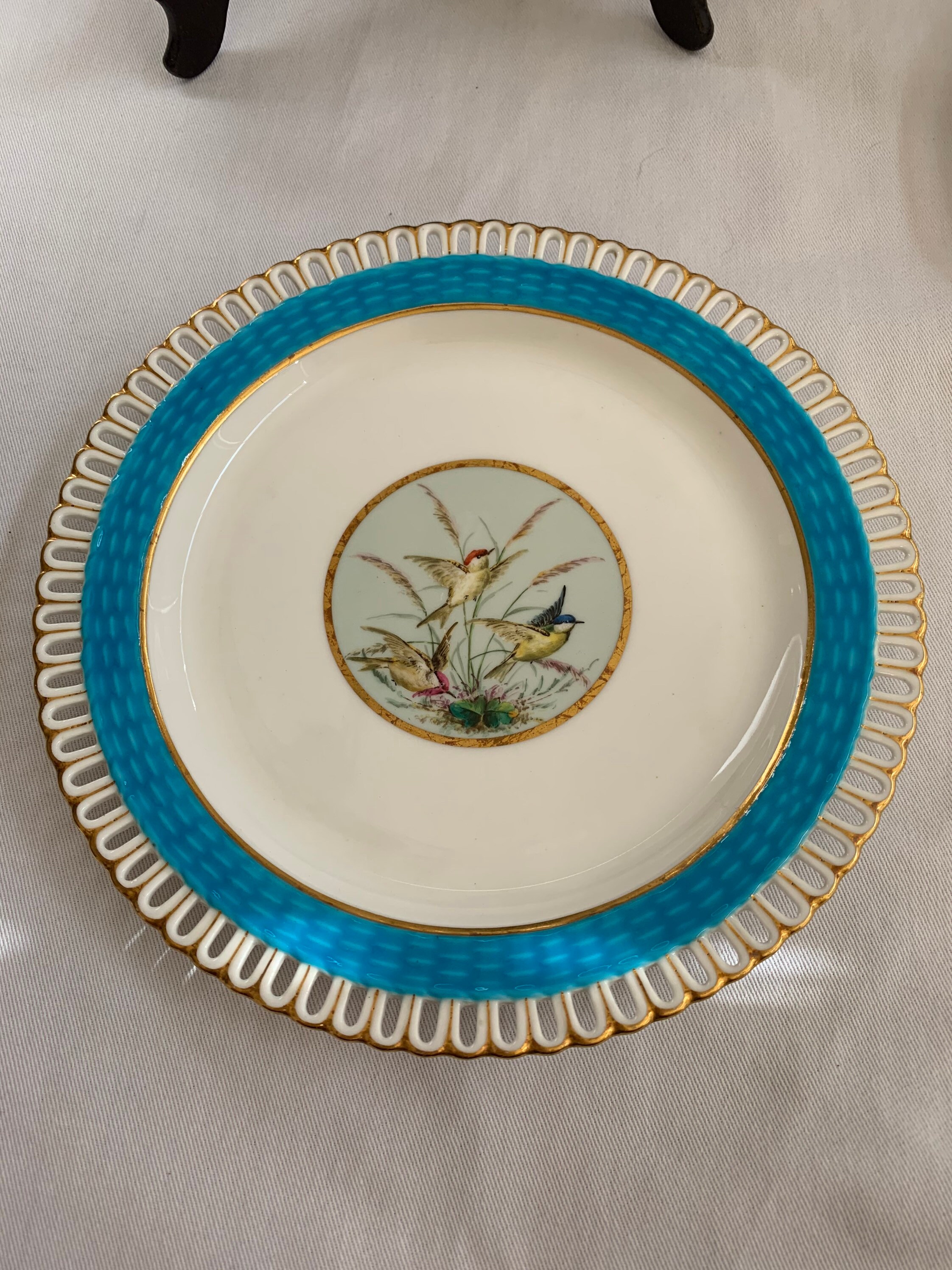 Antique John Mortlock Minton Reticulated 8 Birds Lunch Plate With ...