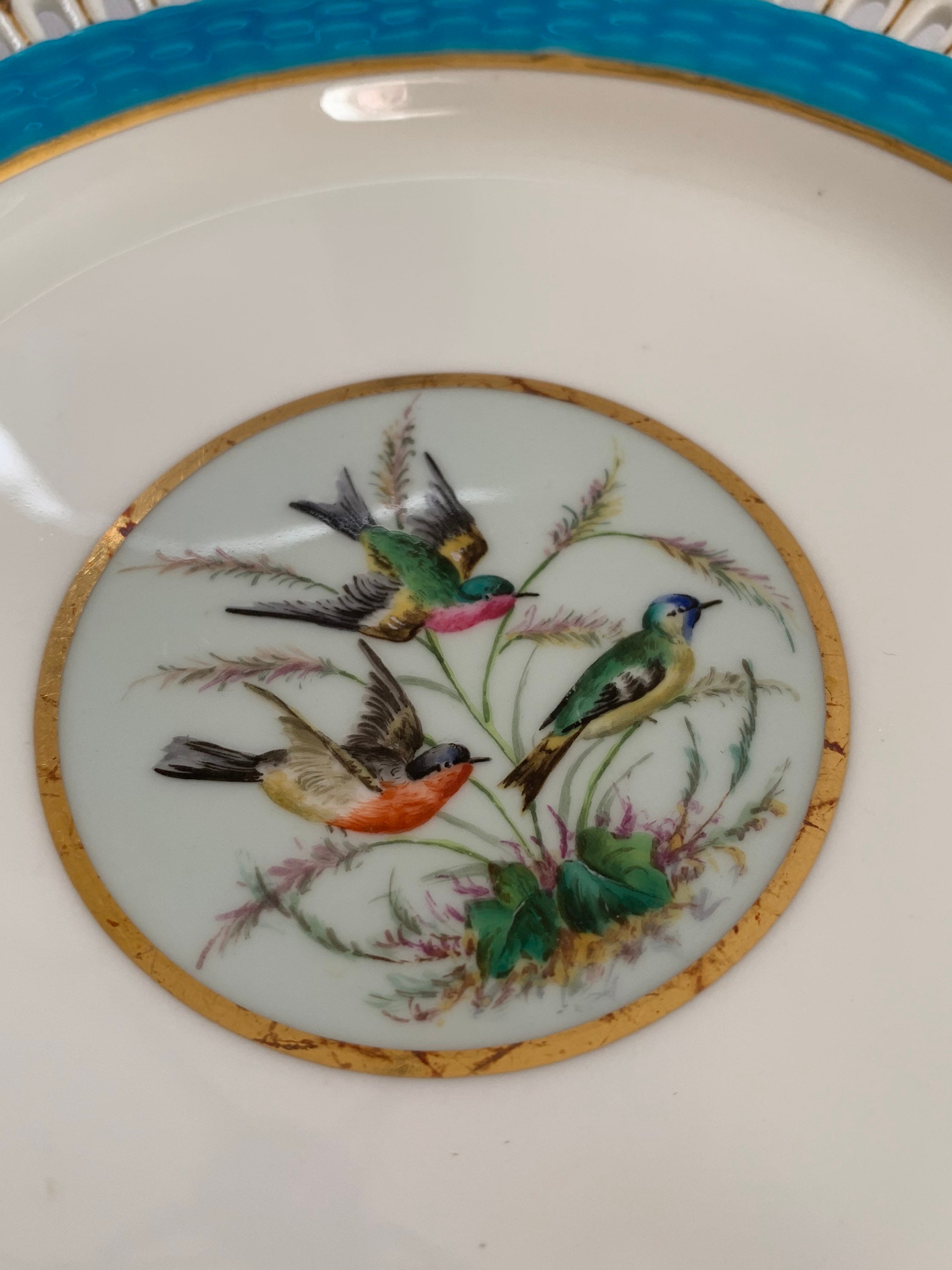 Antique John Mortlock Minton Reticulated 8” Birds Lunch Plate With ...