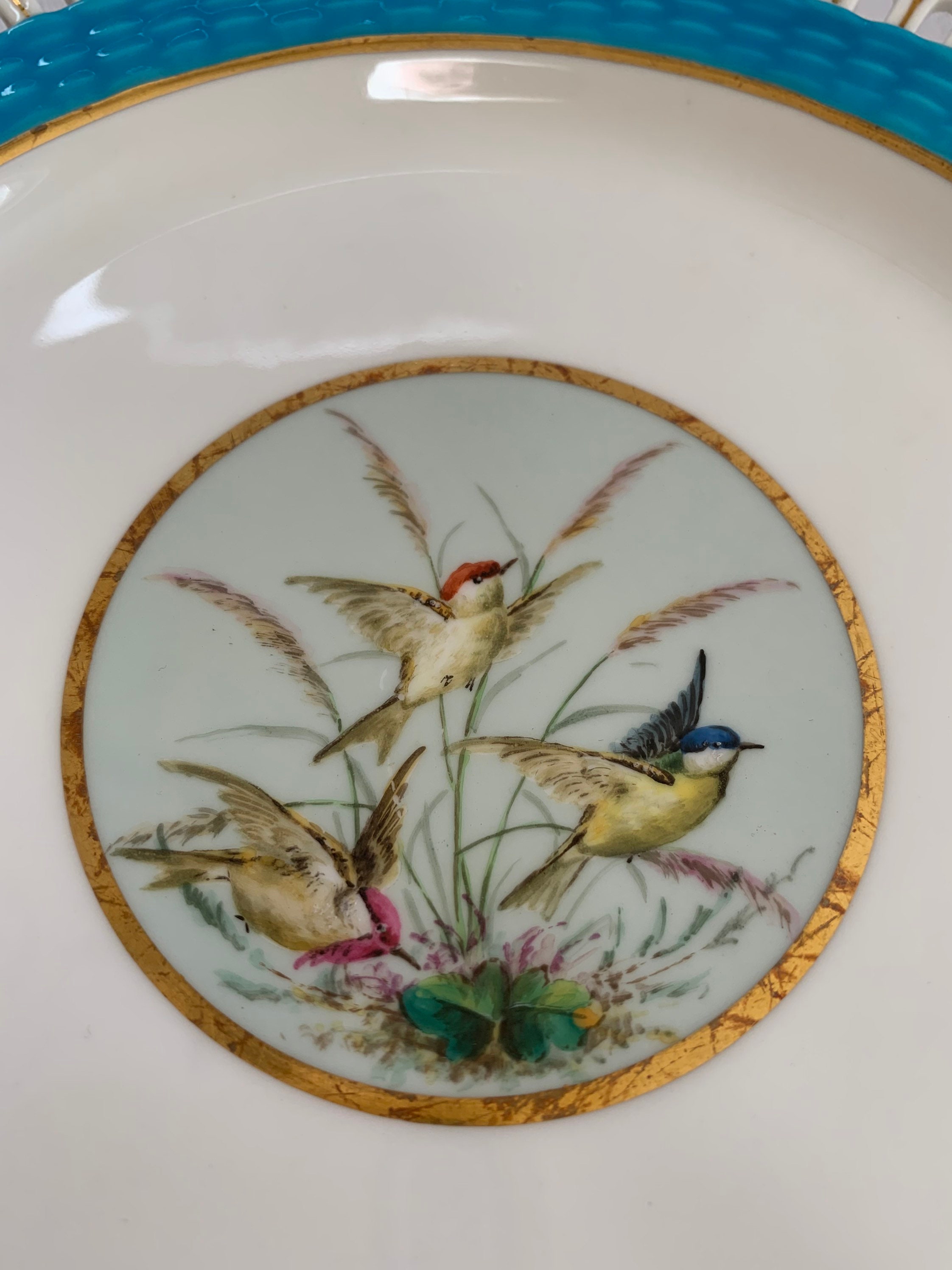 Antique John Mortlock Minton Reticulated 8 Birds Lunch Plate With ...