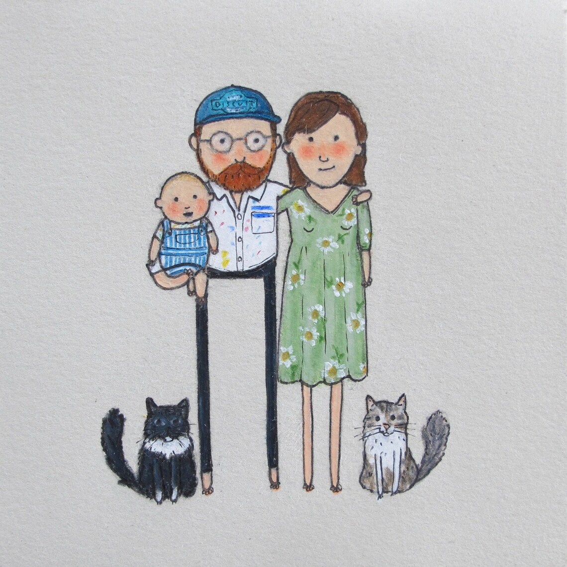 MINI PORTRAIT Hand-drawn family portrait by Tracie Pouliot | Etsy