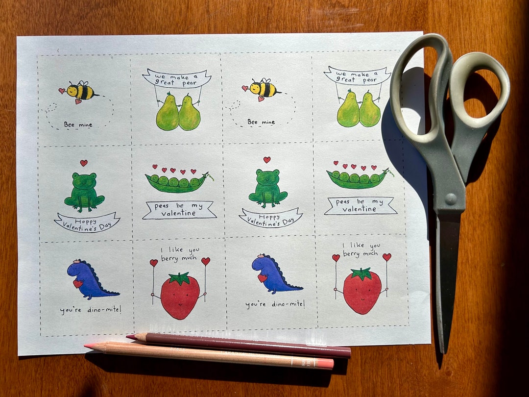 Mini Valentines Sheet. Digital Download. Print at Home. Valentines ...