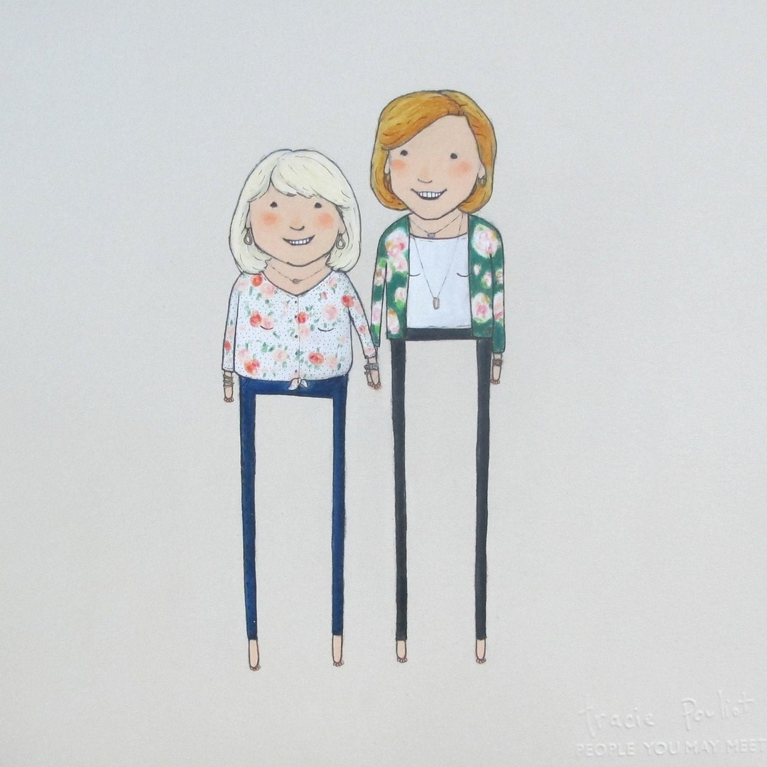 Custom Best Friends Portrait | Hand Drawn, Quirky, Personalized Gift ...