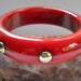 Vintage Bakelite Bangle Bracelet Red Bangle Metal Rivet Dots Tested ...