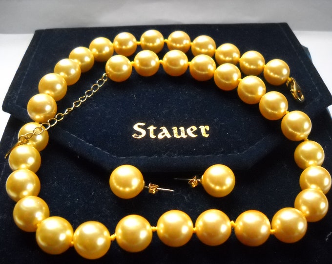 Vintage Stauer Pearl Set Gold Pearls Necklace Earring Set in ...