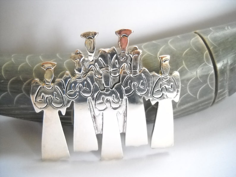 Vintage Angel Brooch Pendant Big Bold Choir of Angels Brooch - Etsy