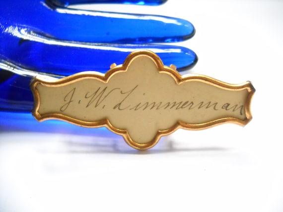Victorian Name Tag Brooch Whitehead & Hoag Co. Newark… - Gem