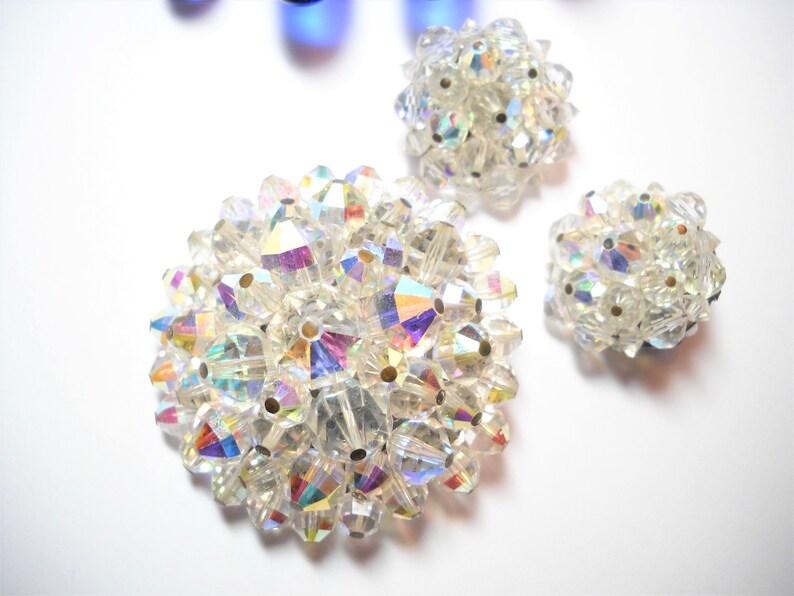 Aurora Borealis Rivoli Rhinestone Brooch Earring Set Jewelry Set ...