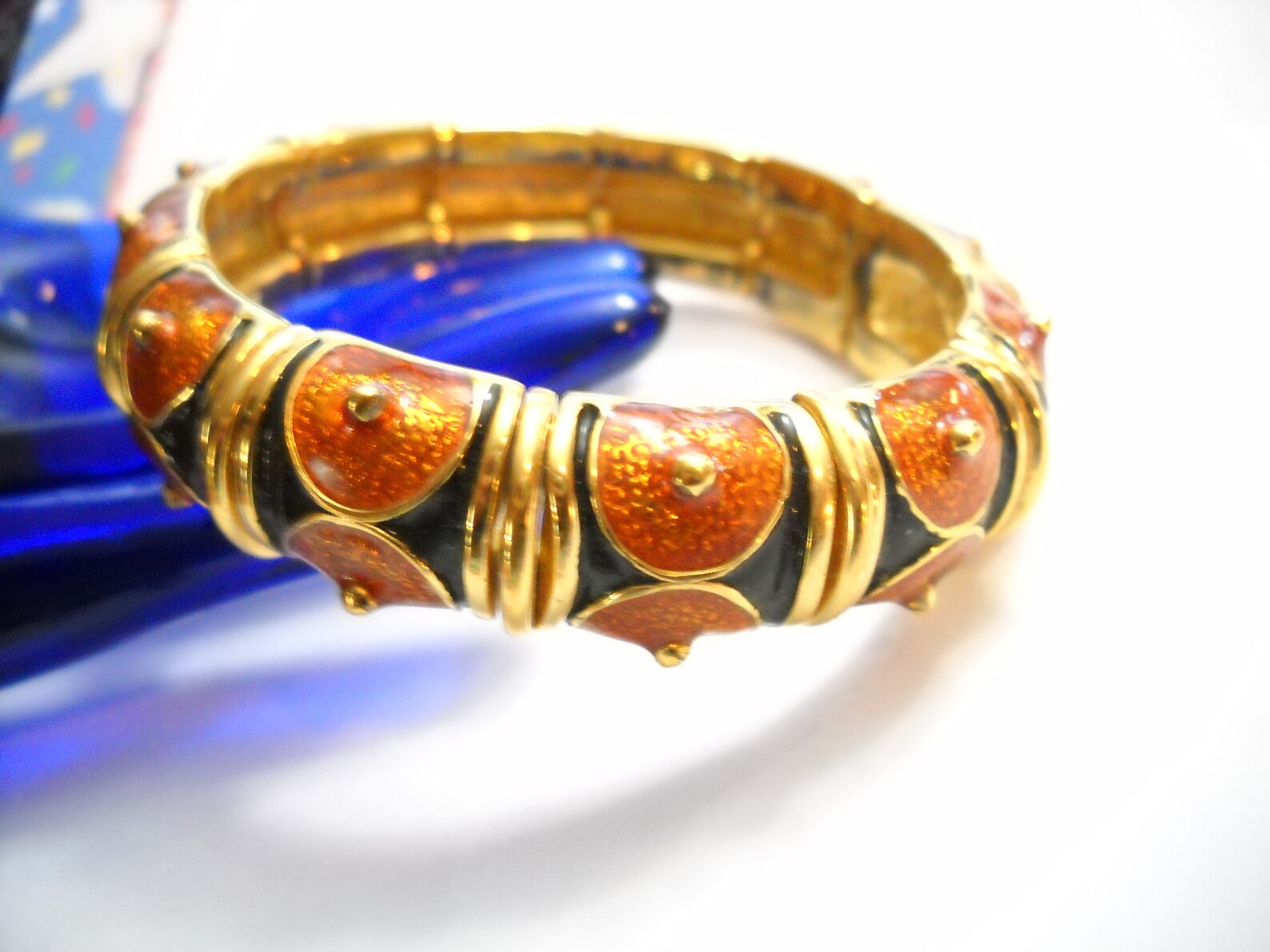 Vintage Joan Rivers Enamel Bracelet Hinged Enamel Black Tan - Etsy