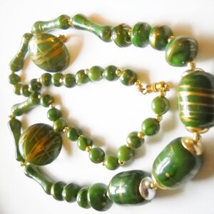 Jewelry Set Vintage Jade Green Gold Beaded Necklace Earrings Vintage ...