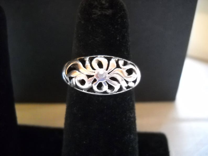 Ring Vintage Sterling Silver Dome Ring Cut Out Pattern Silver - Etsy