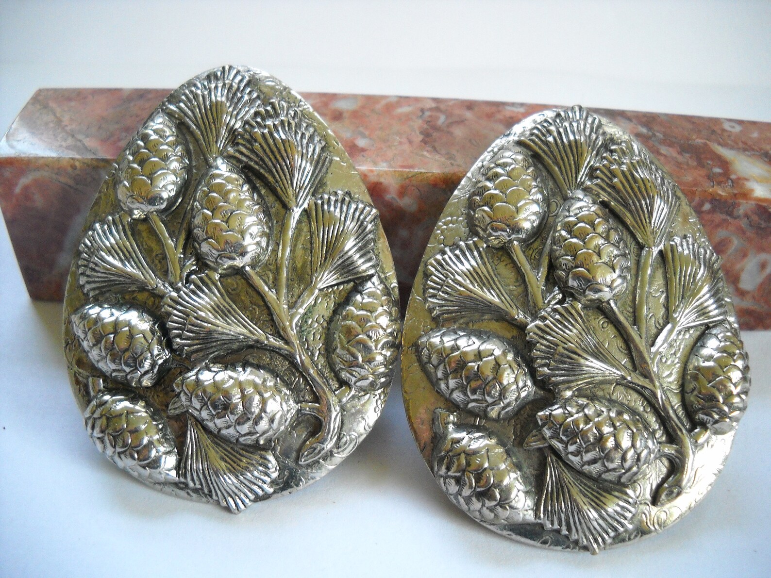 Vintage Dress Clips Silver Metal Repousse Dress Clips Nature | Etsy