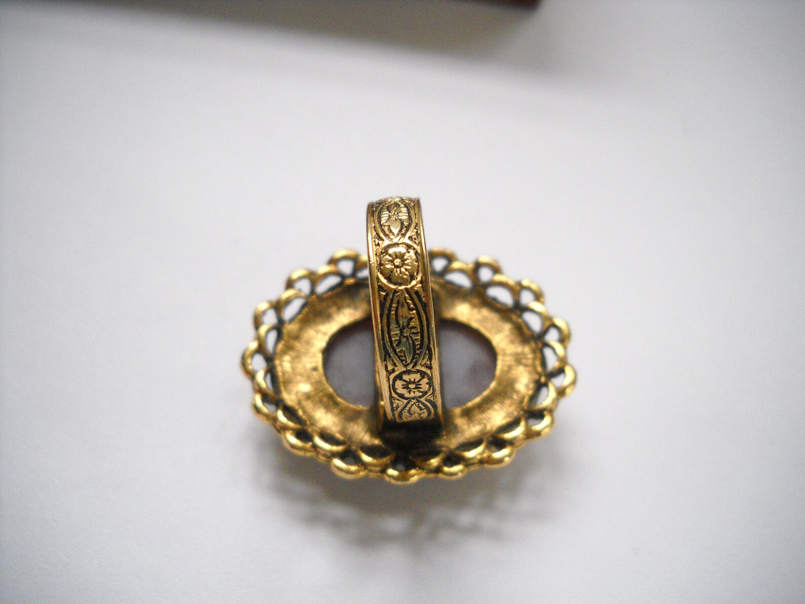 Ring Vintage Lavender Marble Purple Glass Cabochon Stamped - Etsy