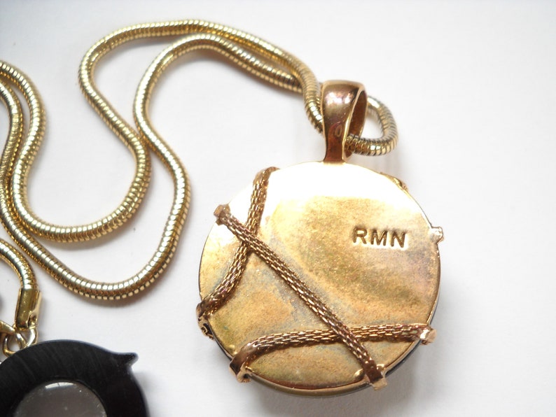 Roman RMN Tiger Eye Pendant Necklace Chain Necklace Pendant Round Tiger ...