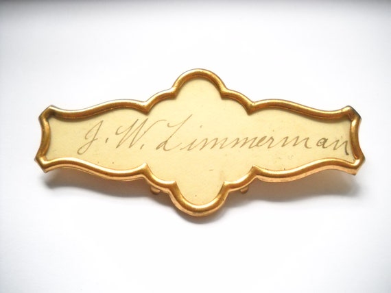 Victorian Name Tag Brooch Whitehead & Hoag Co. Newark… - Gem