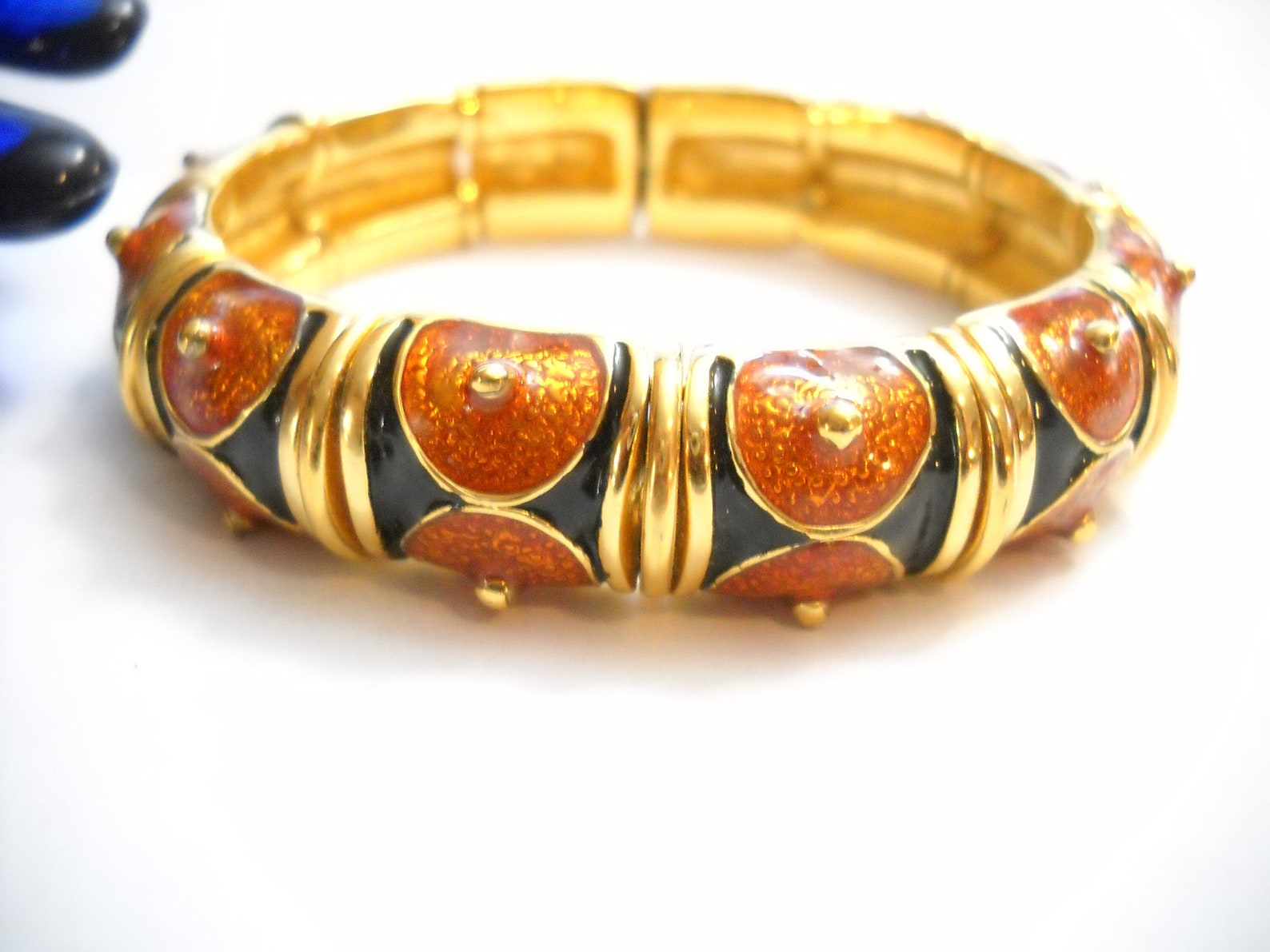 Vintage Joan Rivers Enamel Bracelet Hinged Enamel Black Tan - Etsy