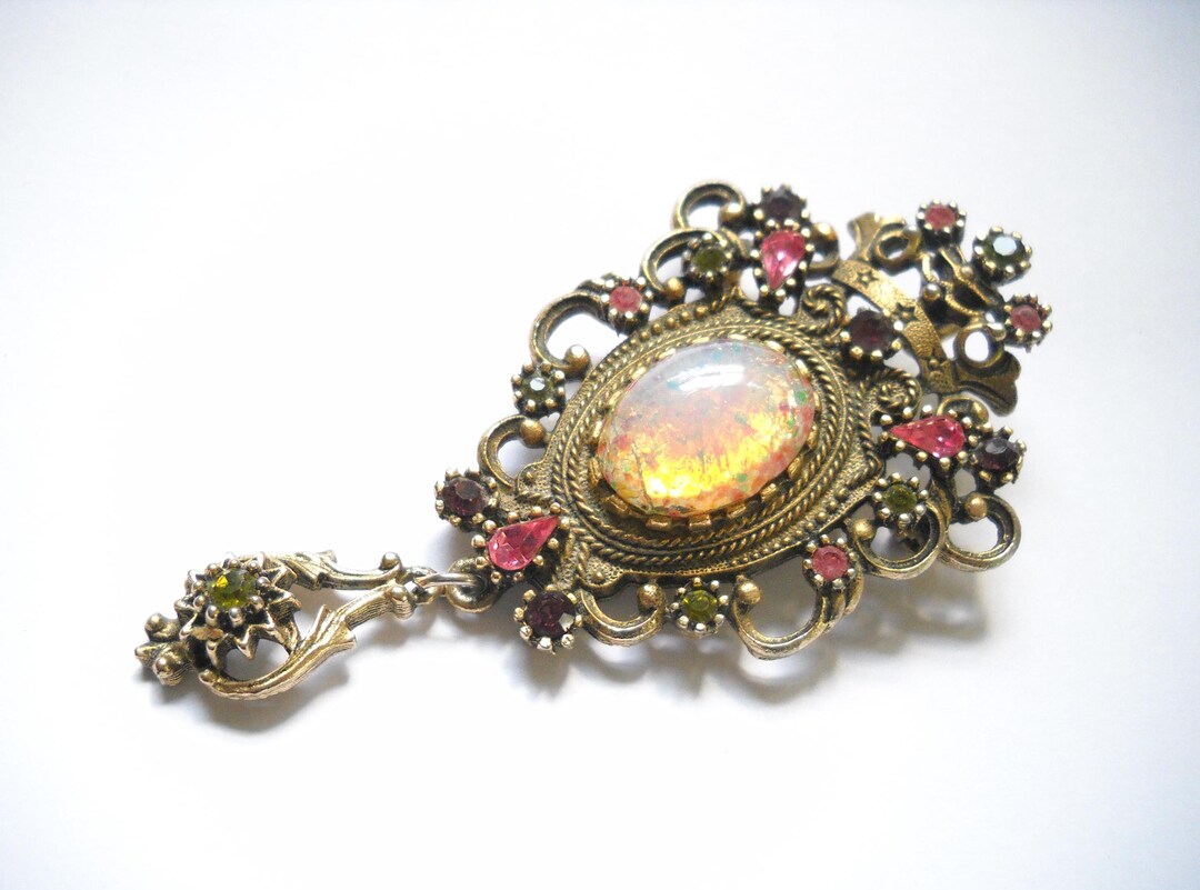 Vintage Sarah Coventry Brooch Pendant Contessa Crown Dangle Shield ...