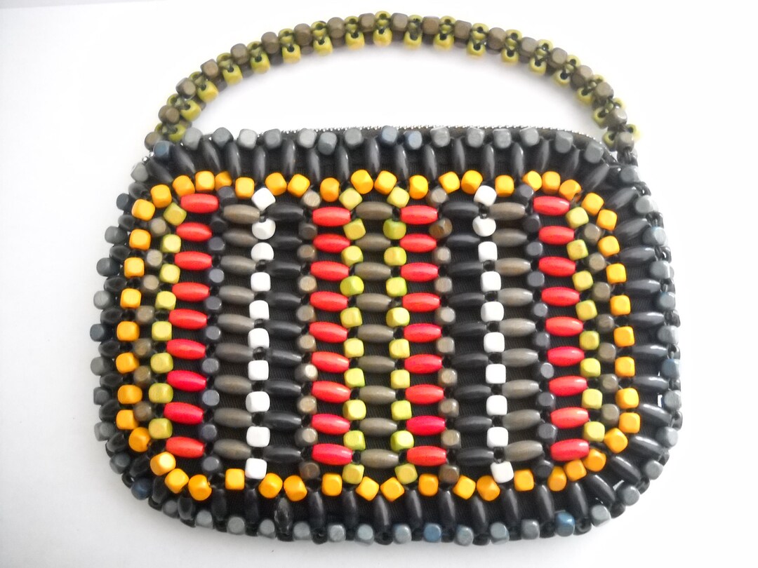 Vintage Handbag Czechoslovakian Wooden Beaded Handbag Wood Bead ...