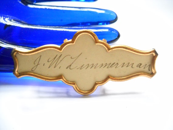 Victorian Name Tag Brooch Whitehead & Hoag Co. Newark… - Gem