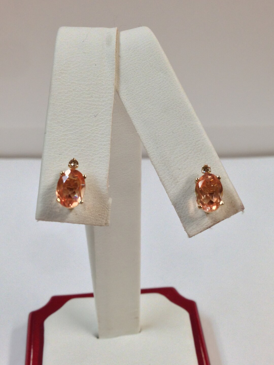 Morganite Quartz With Natural Diamond Earrings Solid 14kt Yellow Gold ...