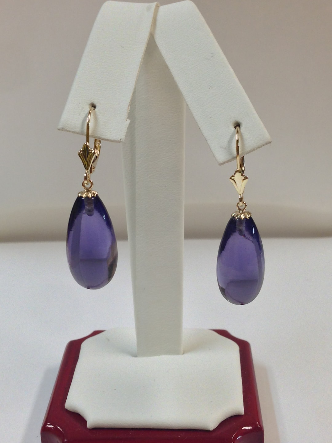 Iolite Quartz Dangle Earrings Solid 14kt Yellow Gold - Etsy