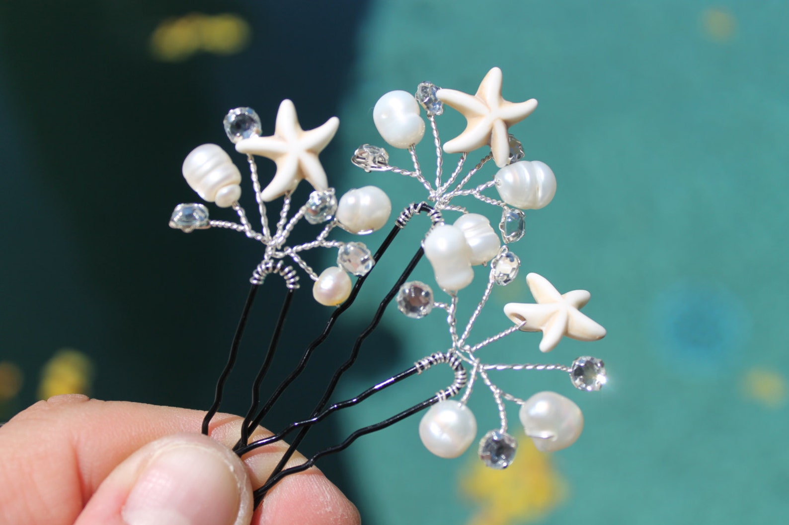 Wedding Hair Pins Beach Starfish Set of Pins Beach Pearl - Etsy