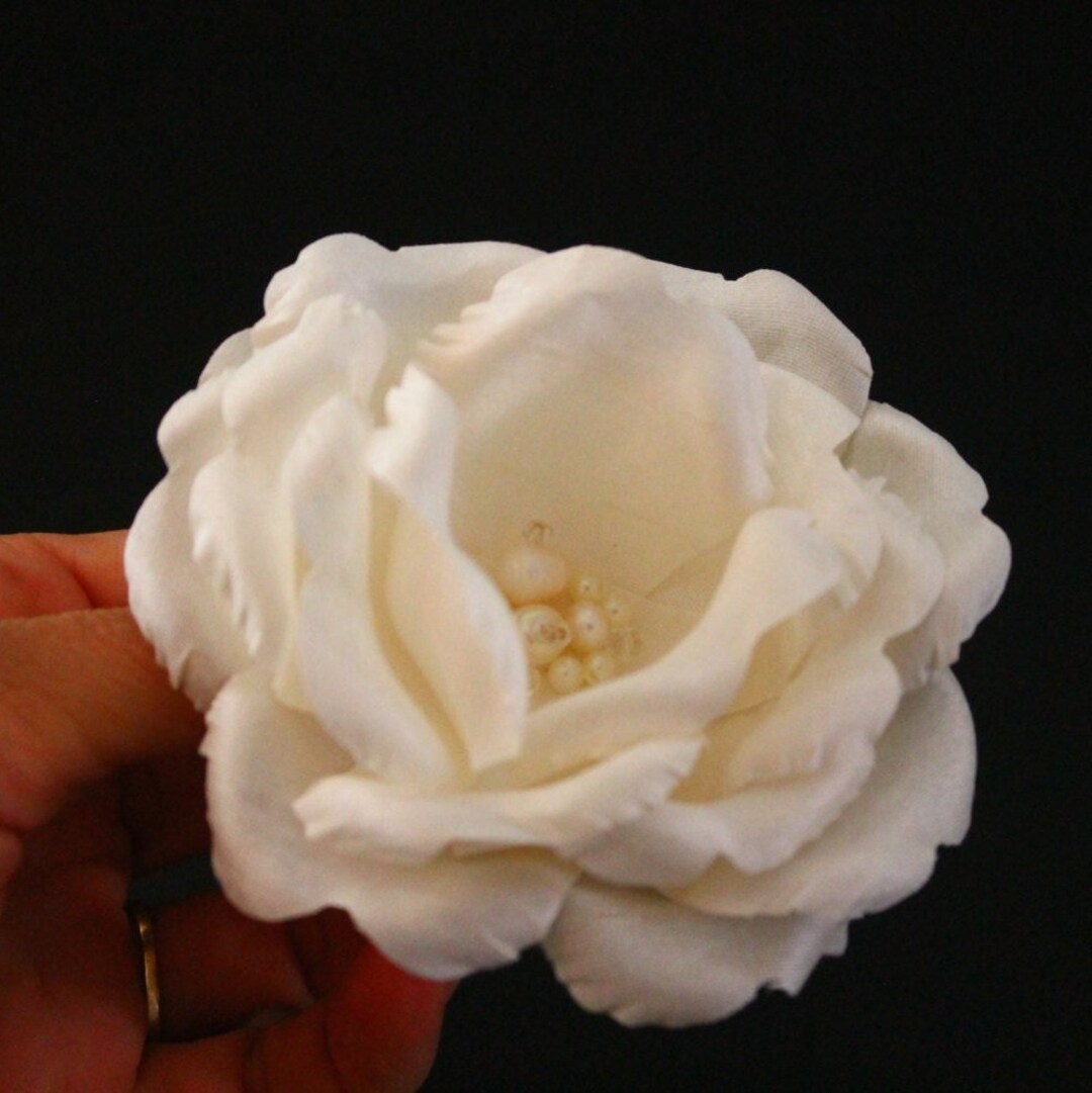 Flower Hair Pin, Rose Bridal Head Piece, Ivory Wedding Hair Fascinator ...